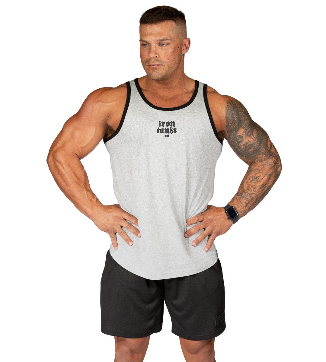 Heritage Tank - Grey | Racerback Gym Bodybuilding Singlet Top Workout ...