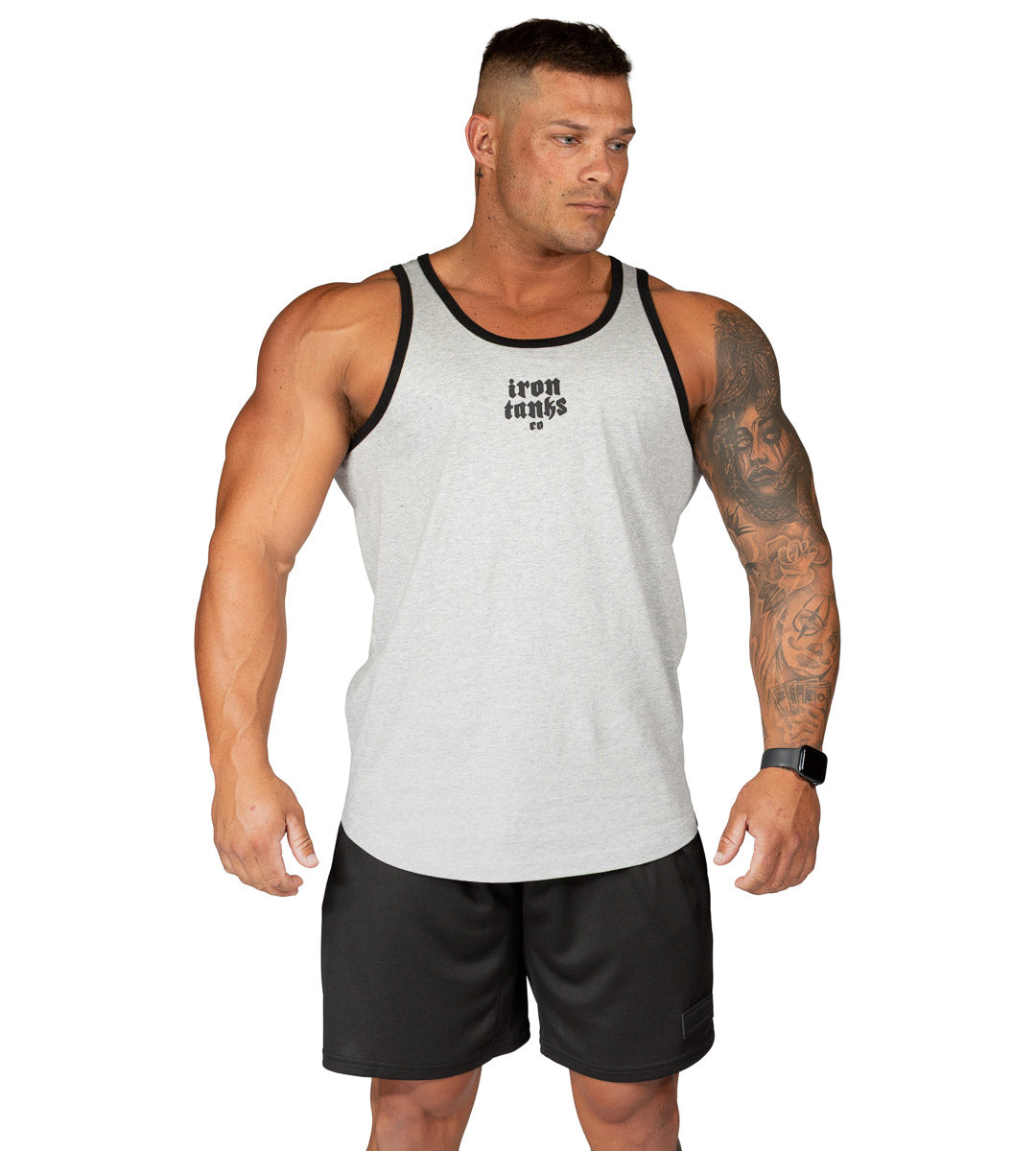 Heritage Tank - Grey | Racerback Gym Bodybuilding Singlet Top Workout ...