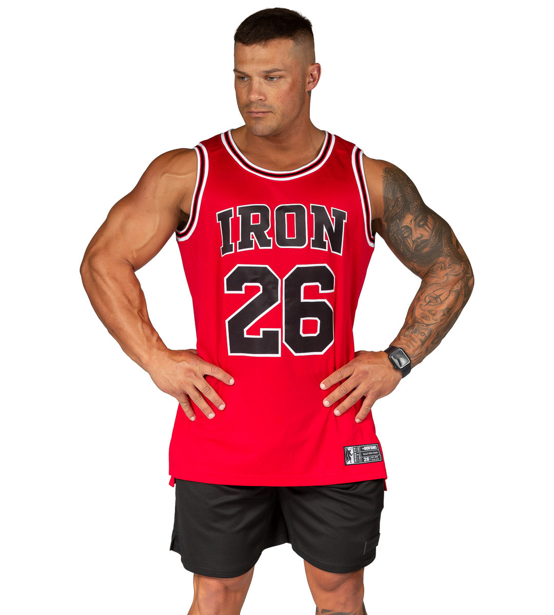Iron League Gym Jersey – Red | Bodybuilding & Basketball Singlet – Iron ...
