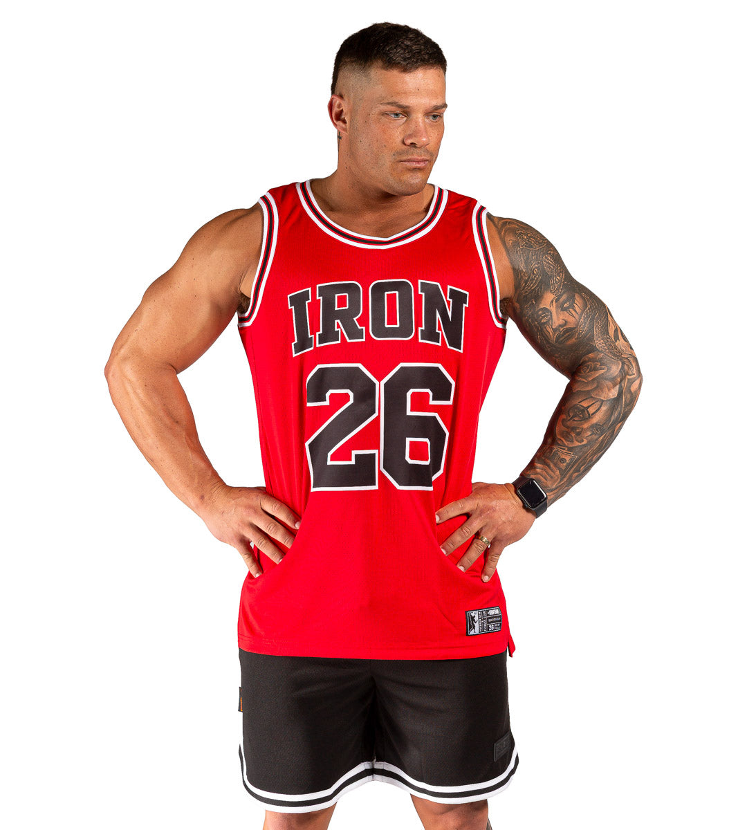 Iron League Gym Jersey – Red | Bodybuilding & Basketball Singlet – Iron ...