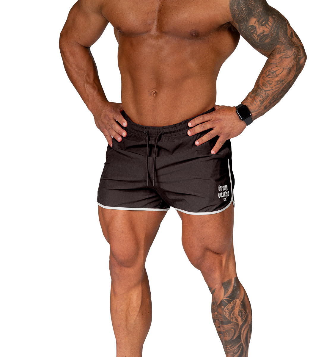 Muscle Gym Shorts | Retro Bodybuilding Black Training | Iron Tanks