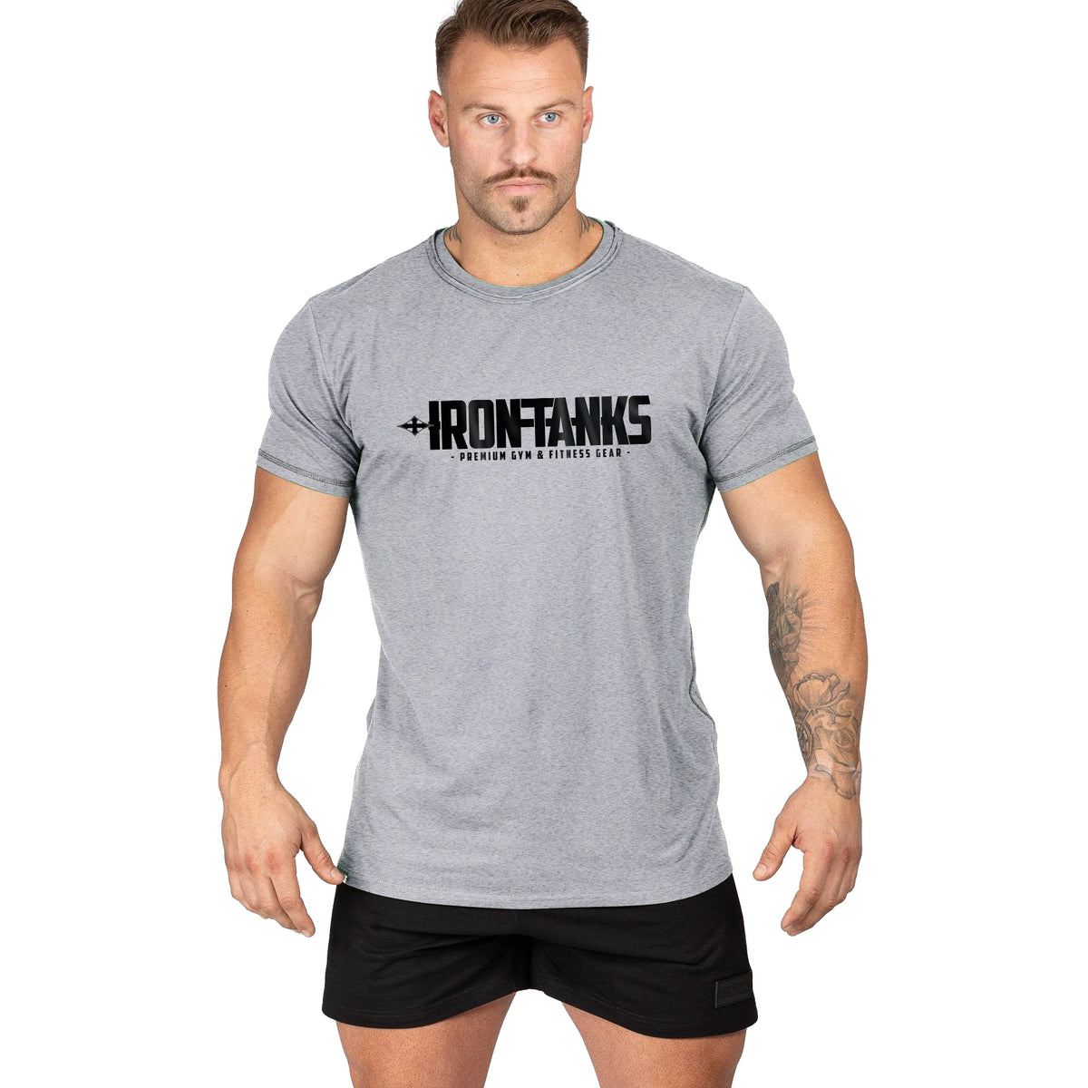 Mens Muscle Tee | Bodybuilding Workout Shirt Gym Grey | Iron Tanks