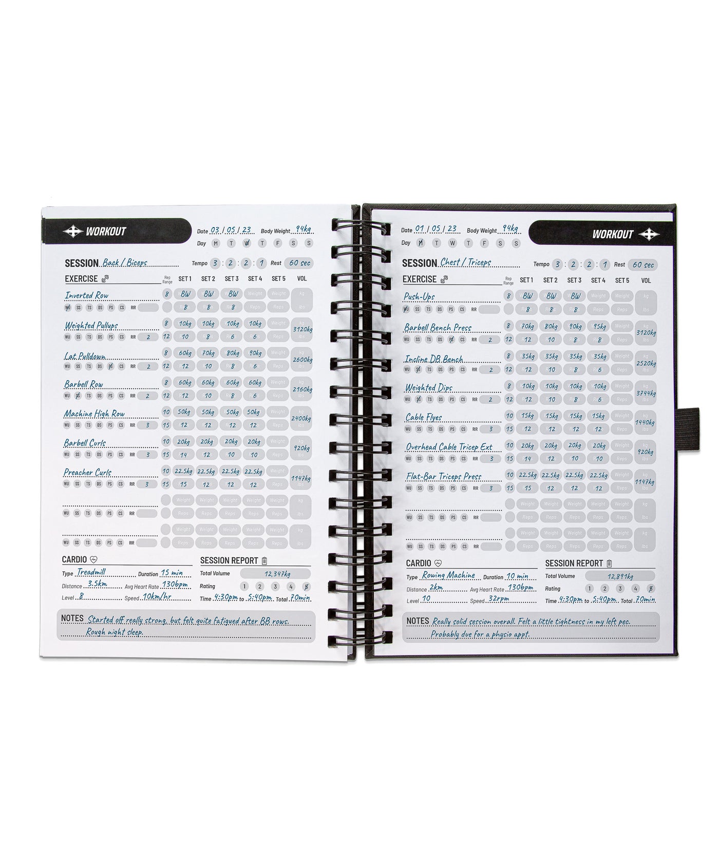 Workout Journal - Training Diary Log Book Gym Fitness Exercise Planner ...