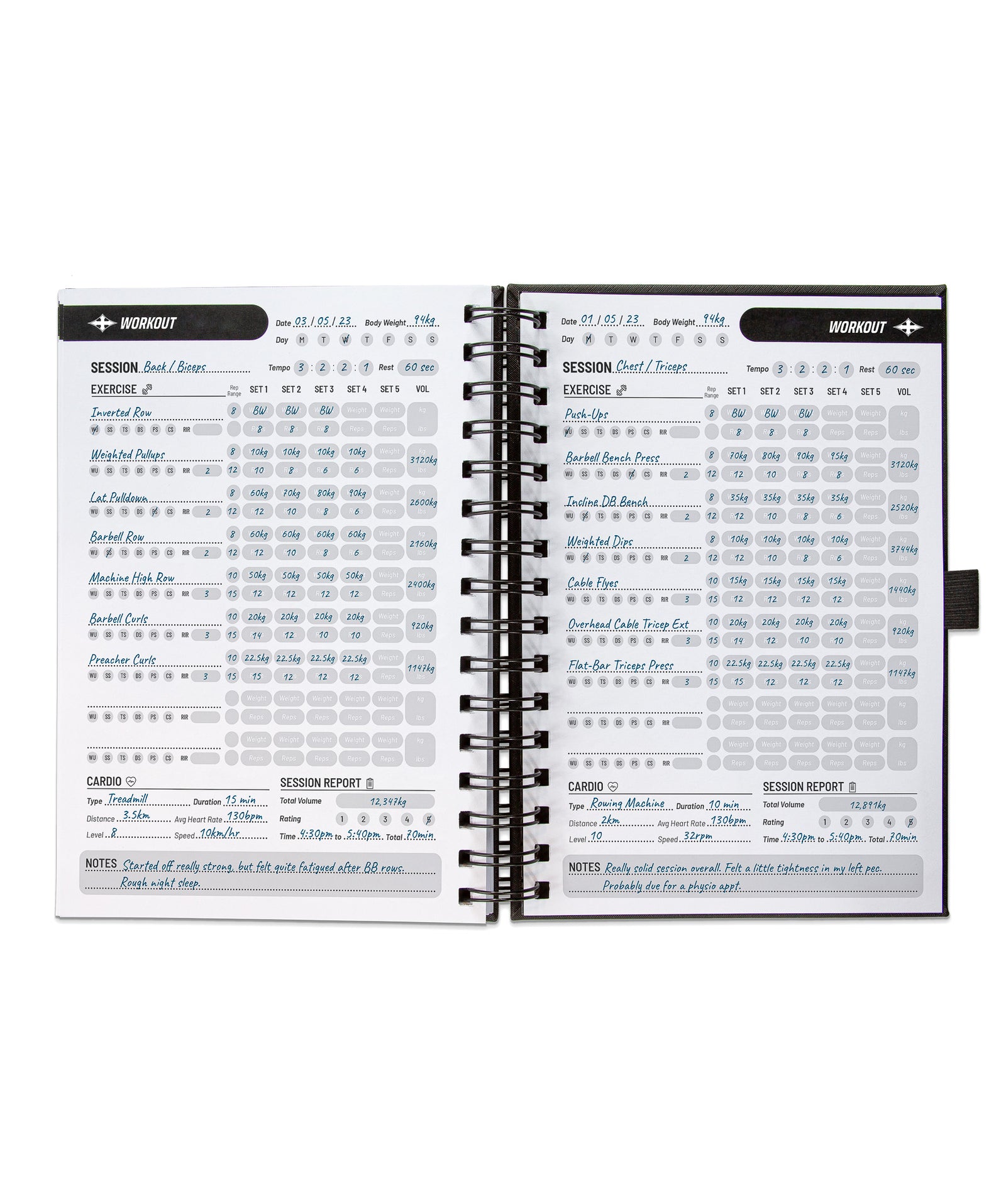 Workout Journal - Training Diary Log Book Gym Fitness Exercise Planner ...