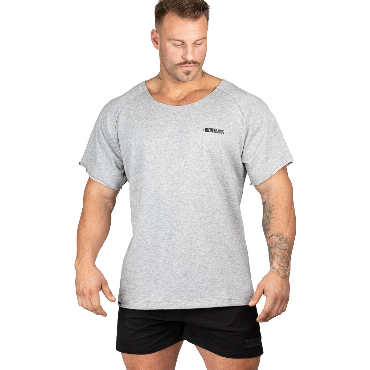 Men's BFG Heavy Rag Top Grey Gym Bodybuilding Workout | Iron Tanks