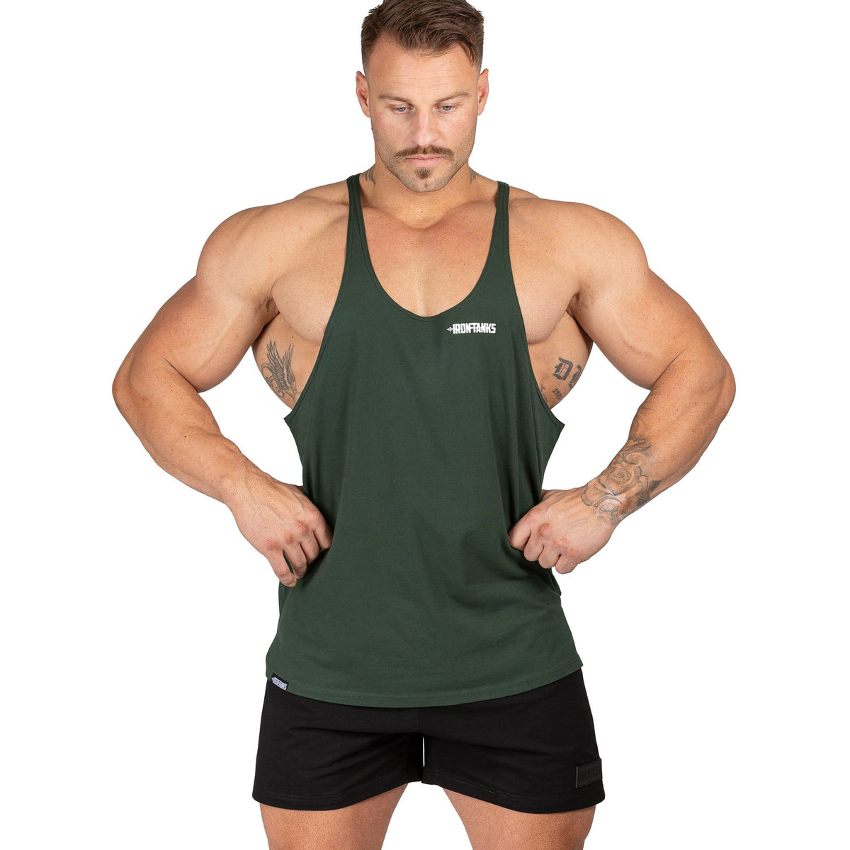 Men's Marauder Stringer Singlet Green Gym Bodybuilding | Iron Tanks